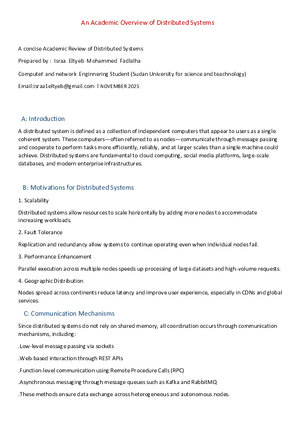 (PDF) An Academic Overview of Distributed Systems