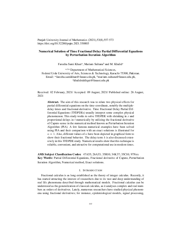 (PDF) Numerical Solution of Time Fractional Delay Partial Differential ...