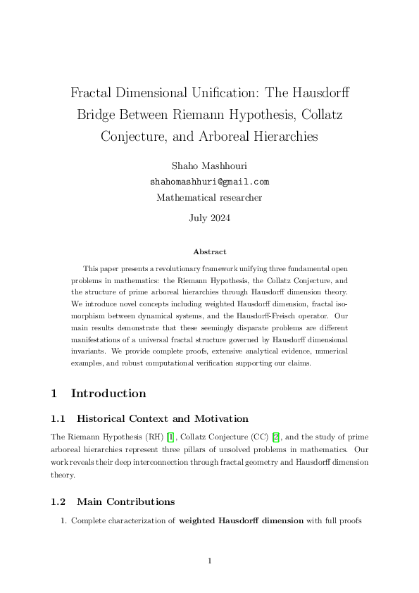 (PDF) Fractal Dimensional Unification: The Hausdorff Bridge Between ...