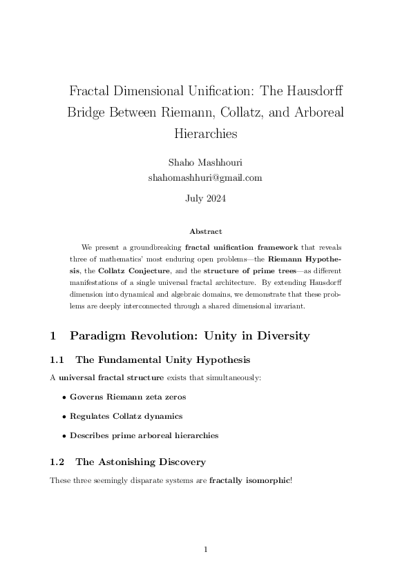 (PDF) Fractal Dimensional Unification: The Hausdorff Bridge Between ...