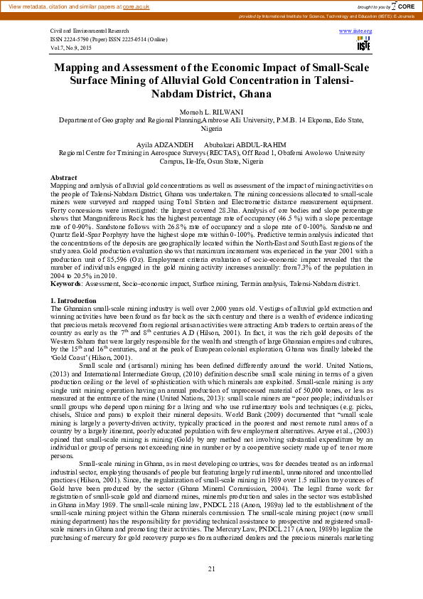 (PDF) Mapping and Assessment of the Economic Impact of Small-Scale ...
