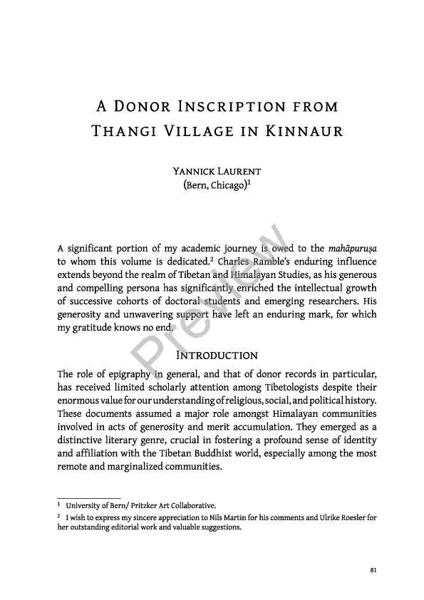 (PDF) A Donor Inscription from Thangi Village in Kinnaur (2025)