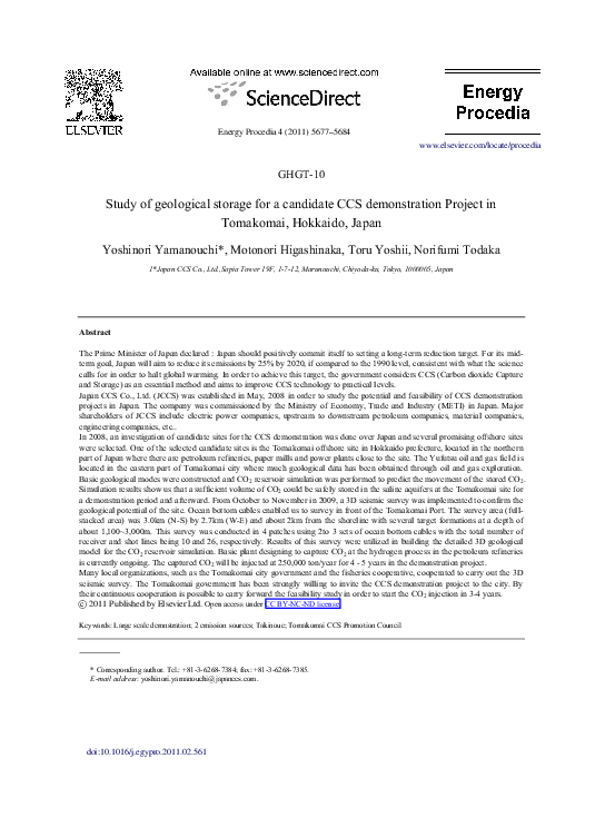 (PDF) Study of geological storage for a candidate CCS demonstration ...