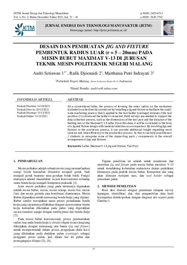 (PDF) DESAIN DAN PEMBUATAN JIG AND FIXTURE PEMBENTUK RADIUS LUAR (r = 5 ...