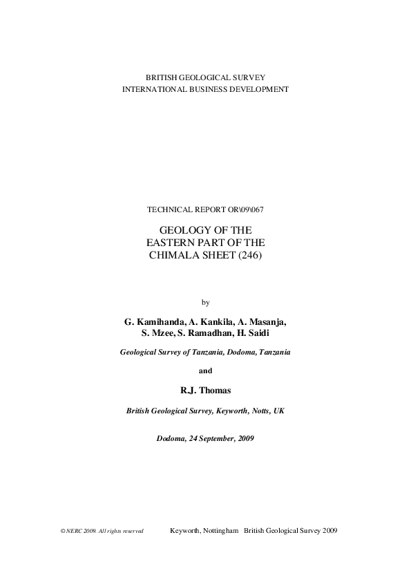 (PDF) Geology of the eastern part of the Chimala Sheet (246)