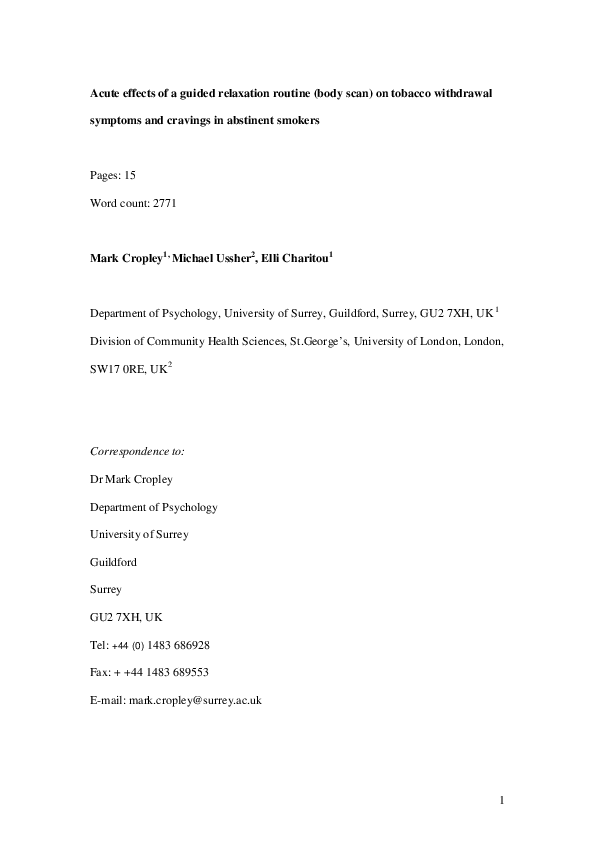 (PDF) Acute effects of a guided relaxation routine (body scan) on ...