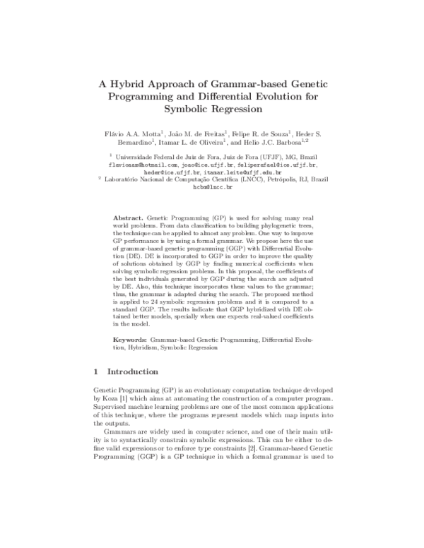 (PDF) A Hybrid Approach of Grammar-based Genetic Programming and Differential Evolution for ...
