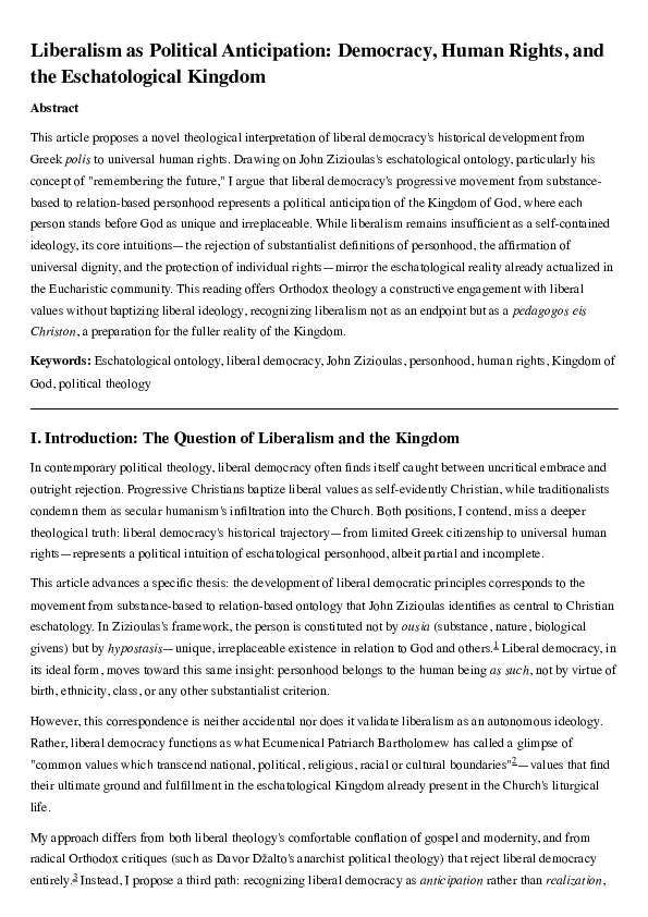 (PDF) Liberalism as Political Anticipation: Democracy, Human Rights ...