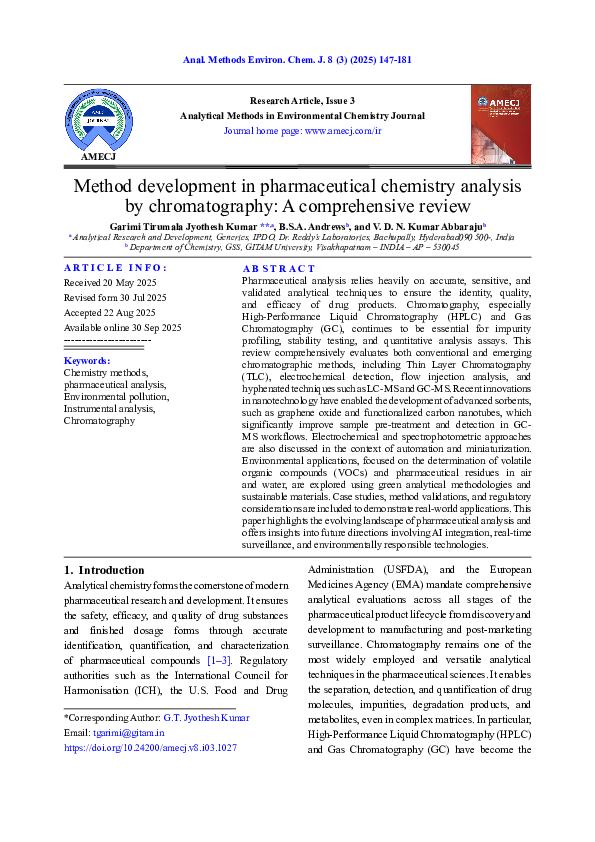 (PDF) Method development in pharmaceutical chemistry analysis by ...