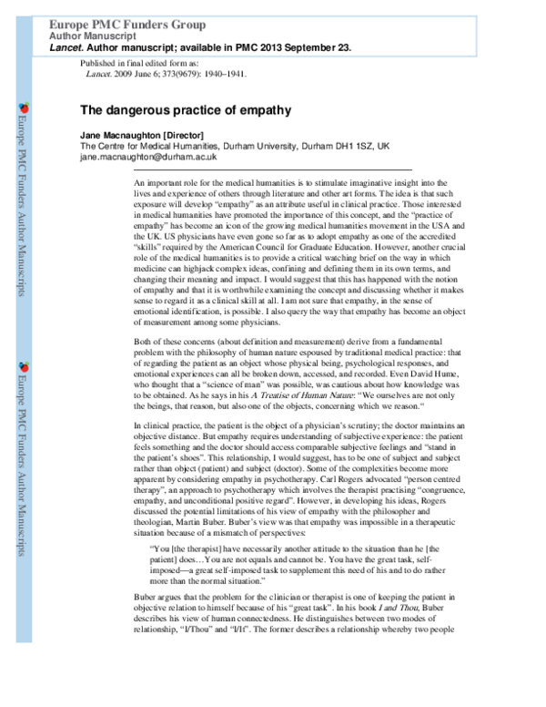 (PDF) The dangerous practice of empathy