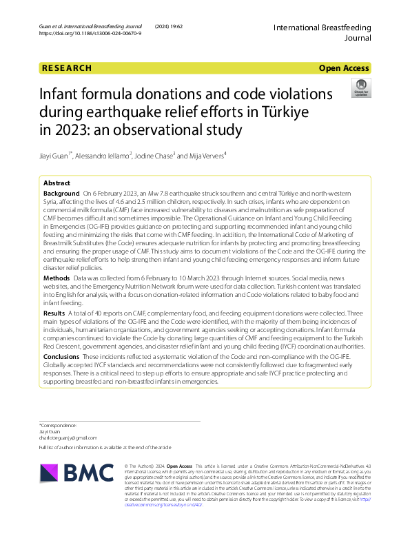 (PDF) Infant formula donations and code violations during earthquake ...