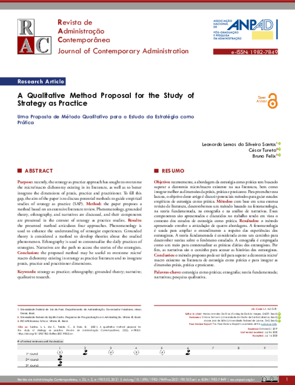 (PDF) A Qualitative Method Proposal for the Study of Strategy as Practice