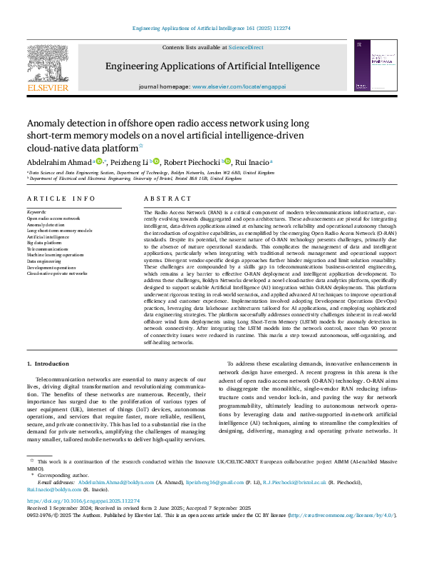 (PDF) Anomaly detection in offshore open radio access network using ...