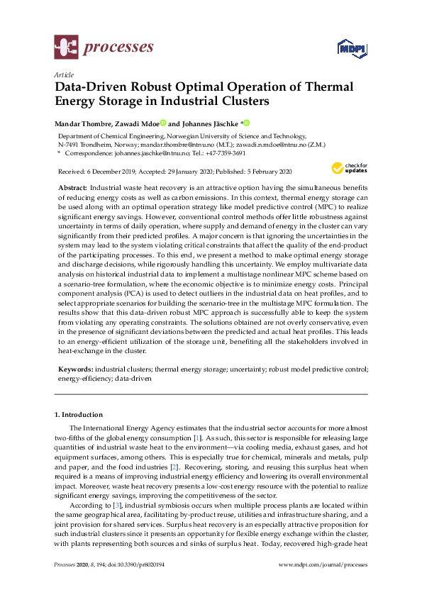 (PDF) Data-Driven Robust Optimal Operation of Thermal Energy Storage in ...