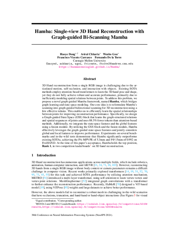 (PDF) Hamba: Single-view 3D Hand Reconstruction with Graph-guided Bi ...