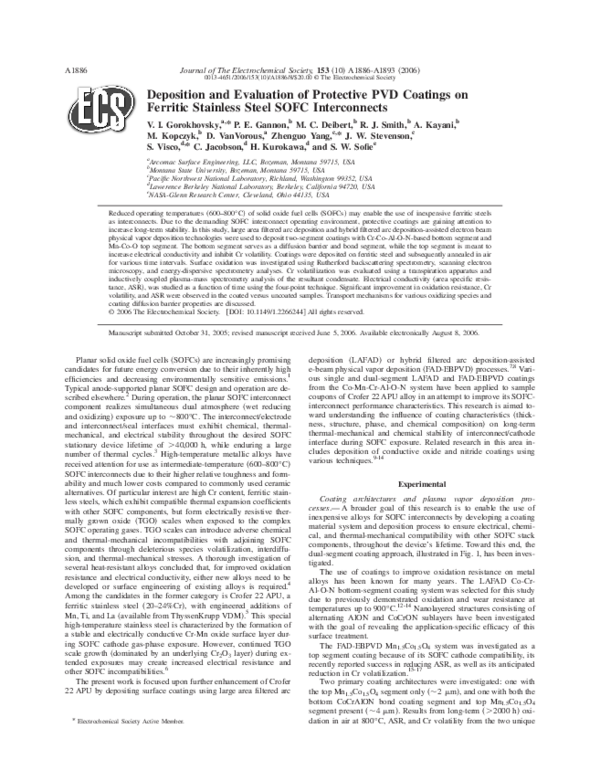 (PDF) Deposition and Evaluation of Protective PVD Coatings on Ferritic ...
