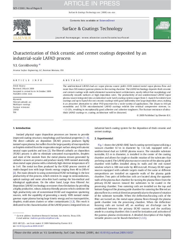 (PDF) Characterization of thick ceramic and cermet coatings deposited ...