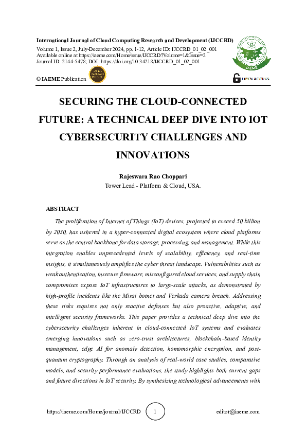 (PDF) SECURING THE CLOUD-CONNECTED FUTURE: A TECHNICAL DEEP DIVE INTO ...