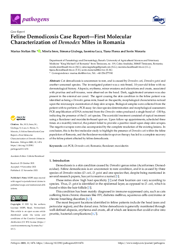 (PDF) Feline Demodicosis Case Report—First Molecular Characterization ...