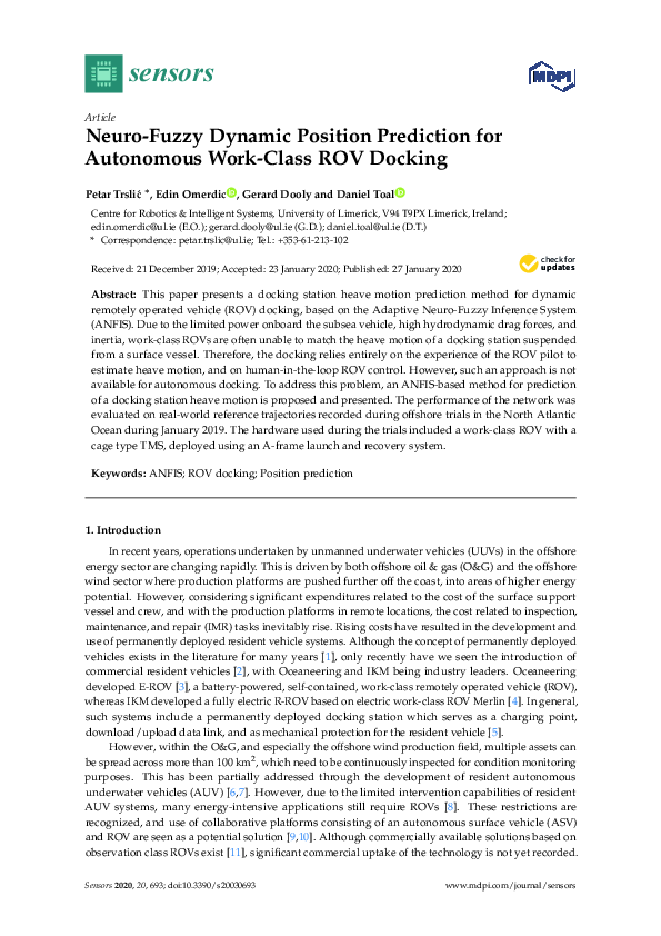(PDF) Neuro-Fuzzy Dynamic Position Prediction for Autonomous Work-Class ...
