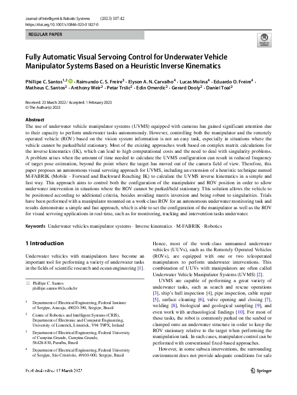 (PDF) Fully Automatic Visual Servoing Control for Underwater Vehicle ...