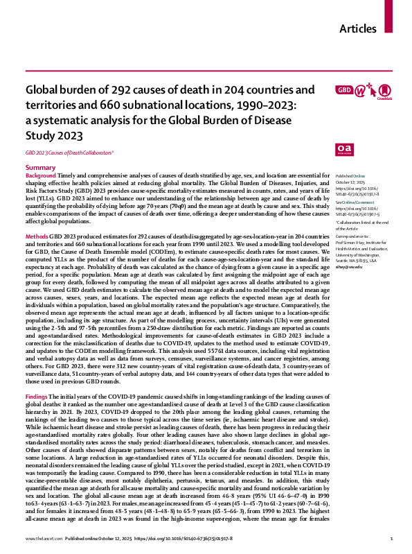 (PDF) Global burden of 292 causes of death in 204 countries and ...