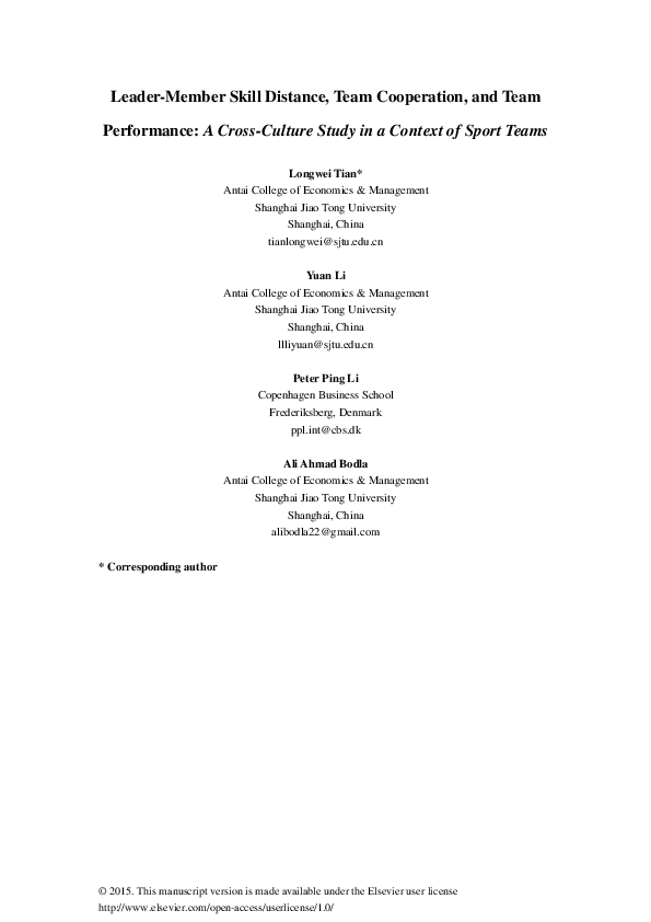 (PDF) Leader–member skill distance, team cooperation, and team ...