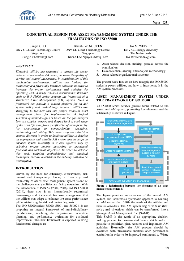 (PDF) Conceptual Design for Asset Management System Under the Framework ...