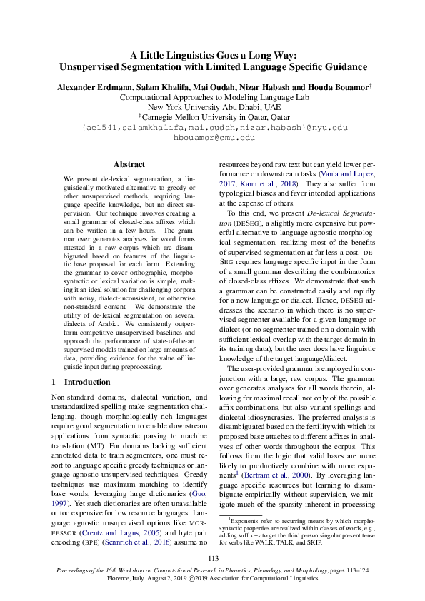 (PDF) A Little Linguistics Goes a Long Way: Unsupervised Segmentation ...