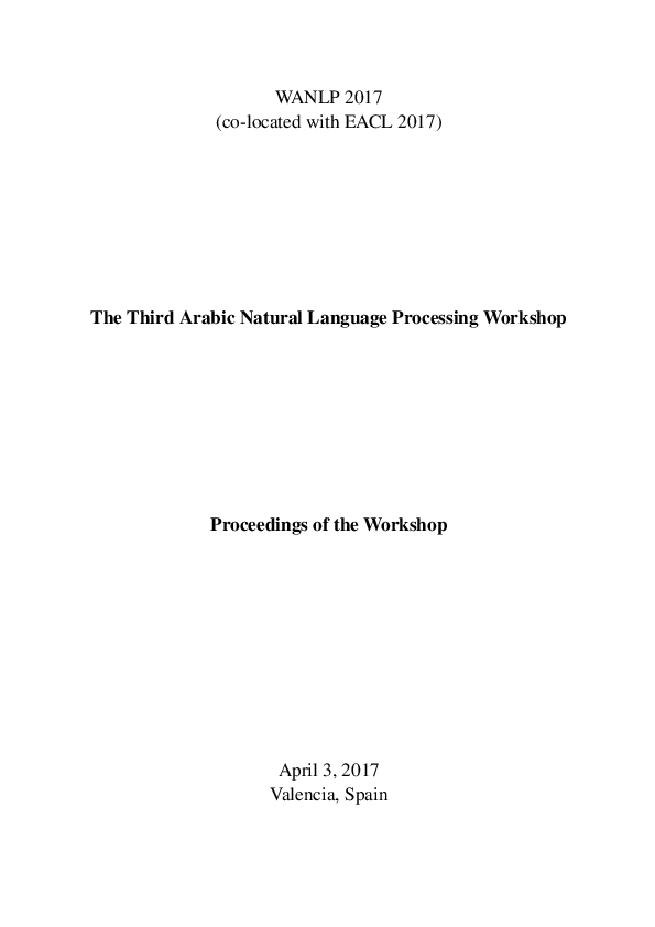 (PDF) Proceedings of the Third Arabic Natural Language Processing Workshop