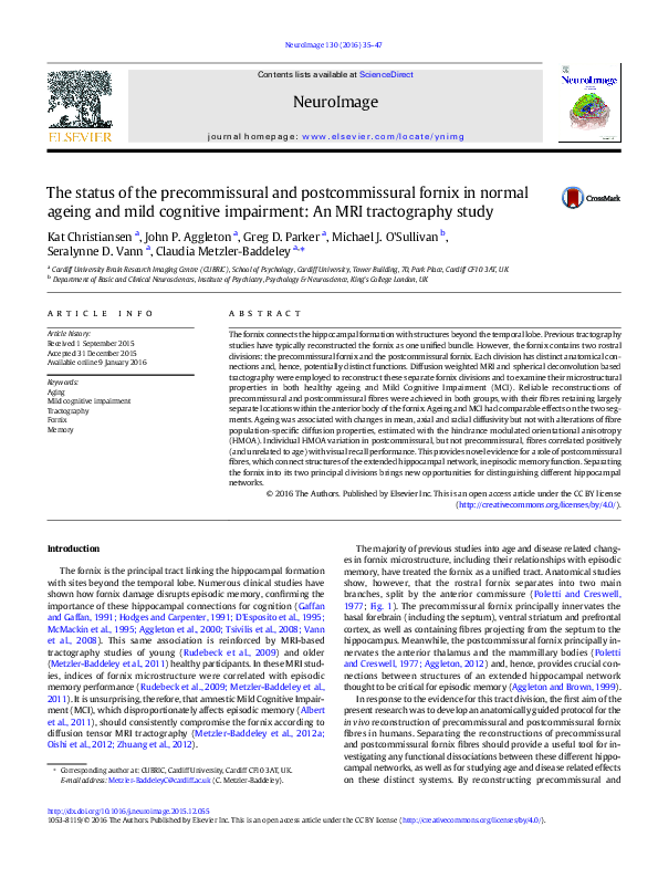 (PDF) The status of the precommissural and postcommissural fornix in ...