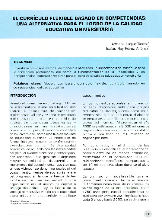 (PDF) El Currículo Flexible Basado en Competencias: Una Alternativa ...