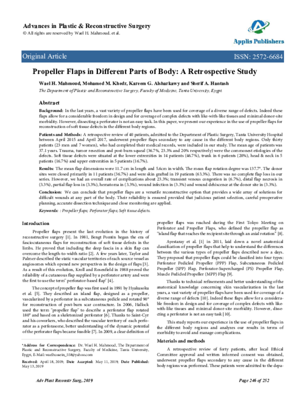 (PDF) Propeller Flaps in Different Parts of Body: A Retrospective Study