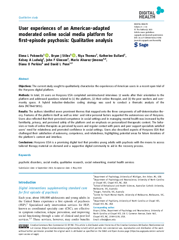 (PDF) User experiences of an American-adapted moderated online social ...