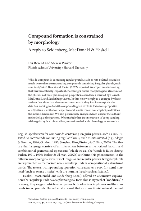 (PDF) Compound formation is constrained by morphology