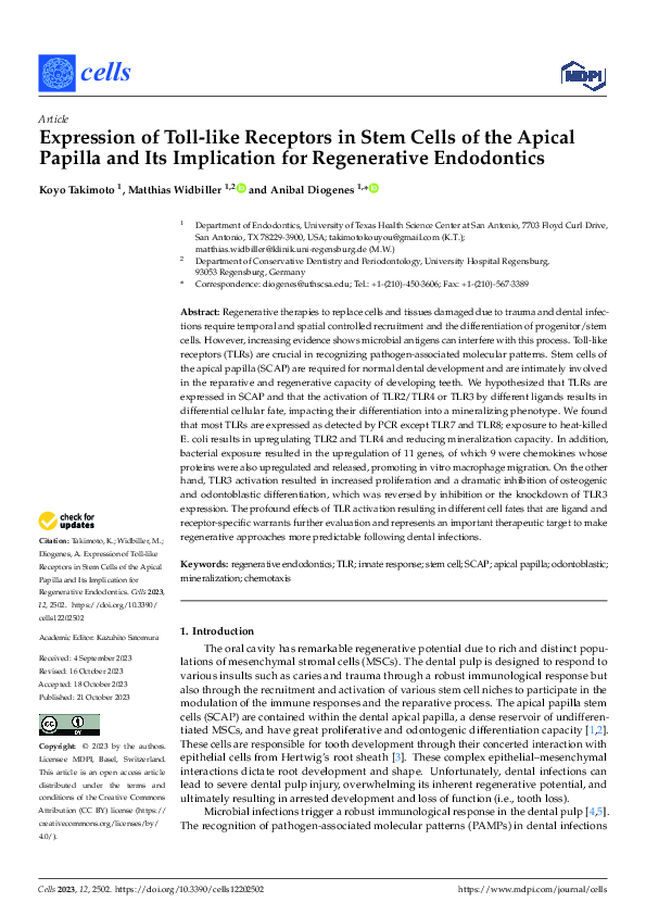 (PDF) Expression of Toll-like Receptors in Stem Cells of the Apical ...