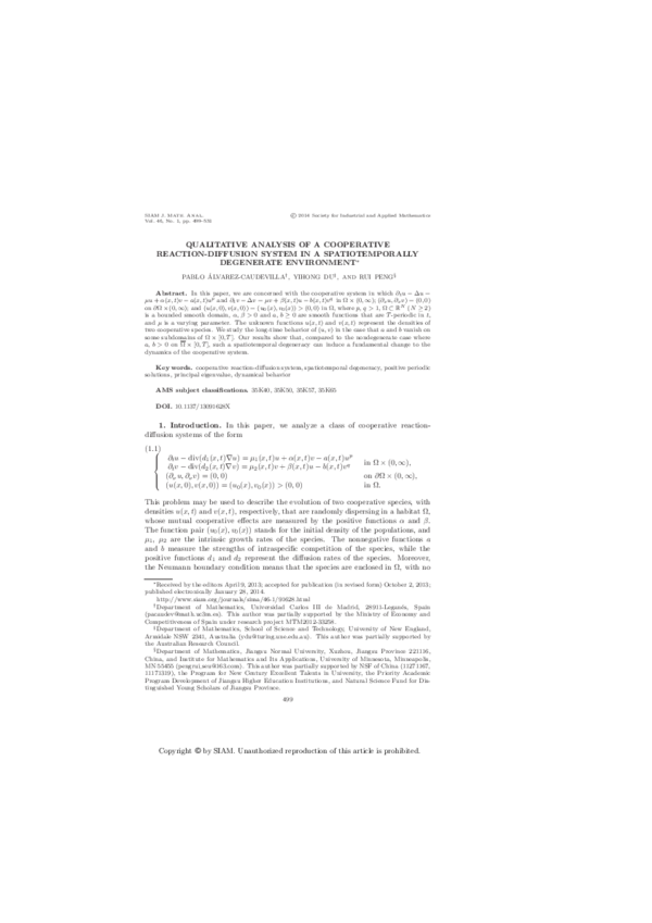 (PDF) Qualitative Analysis of a Cooperative Reaction-Diffusion System ...