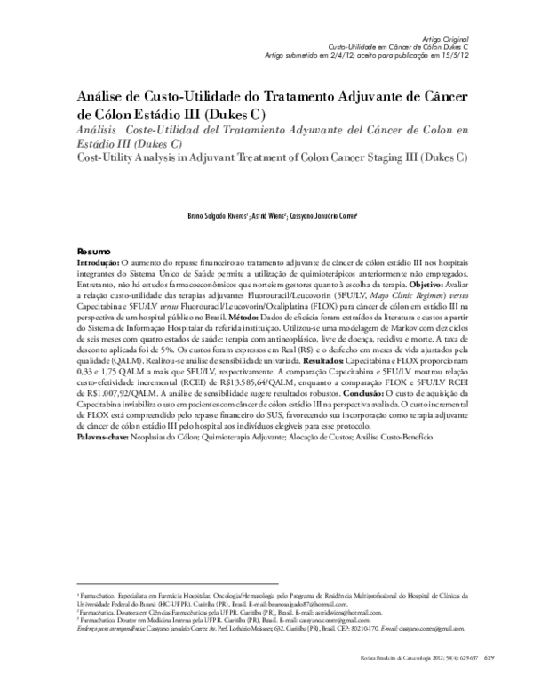 (PDF) Análise de Custo-Utilidade do Tratamento Adjuvante de Câncer de ...