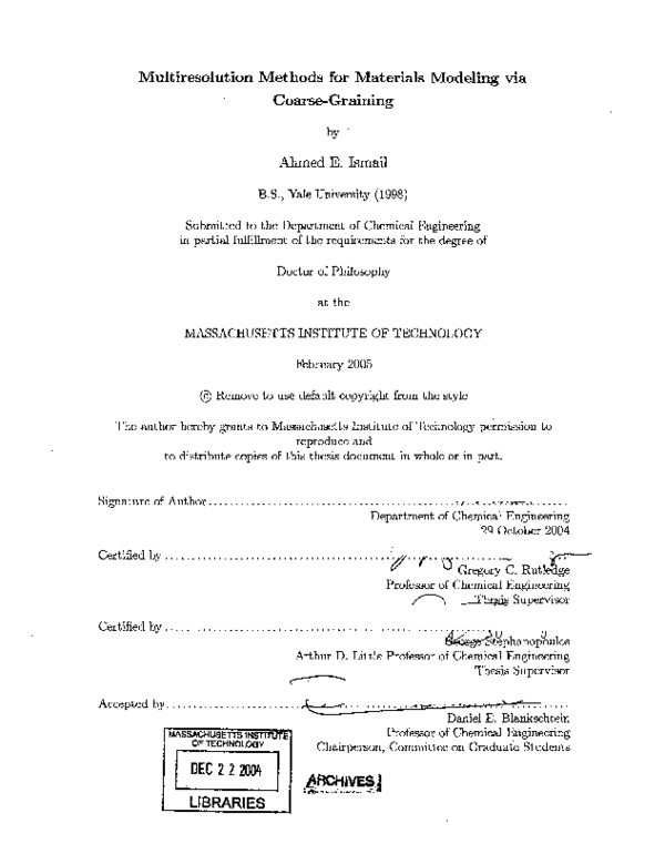 (PDF) Multiresolution methods for materials modeling via coarse-graining