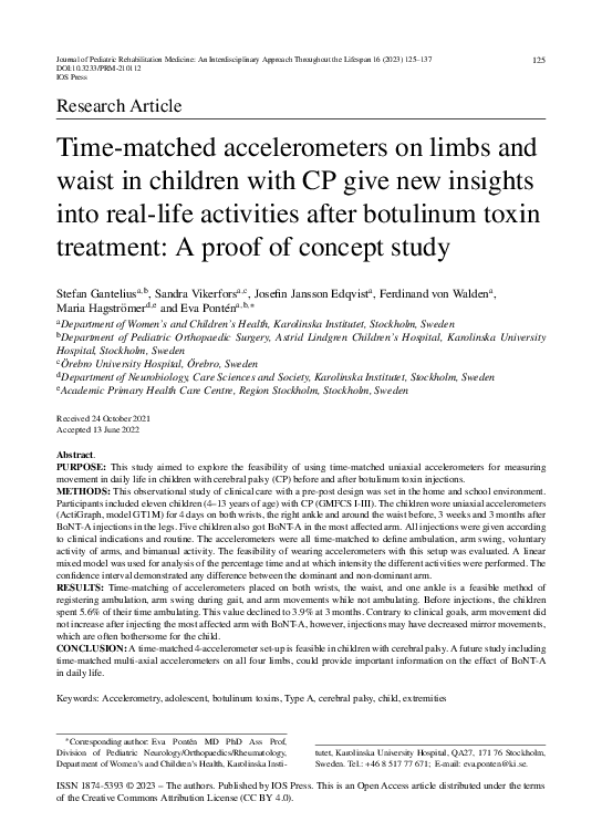 (PDF) Time-matched accelerometers on limbs and waist in children with ...