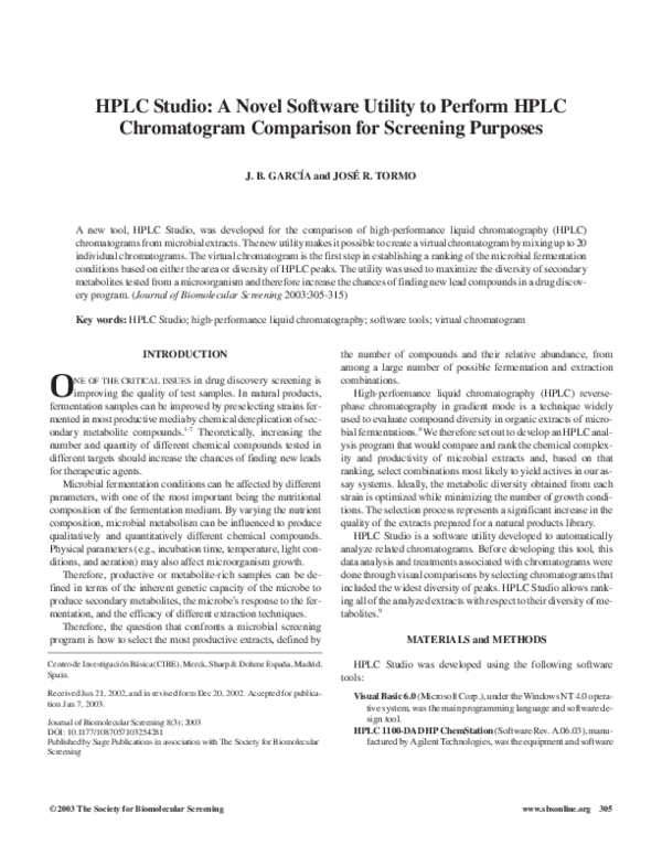 (PDF) HPLC Studio: A Novel Software Utility to Perform HPLC ...