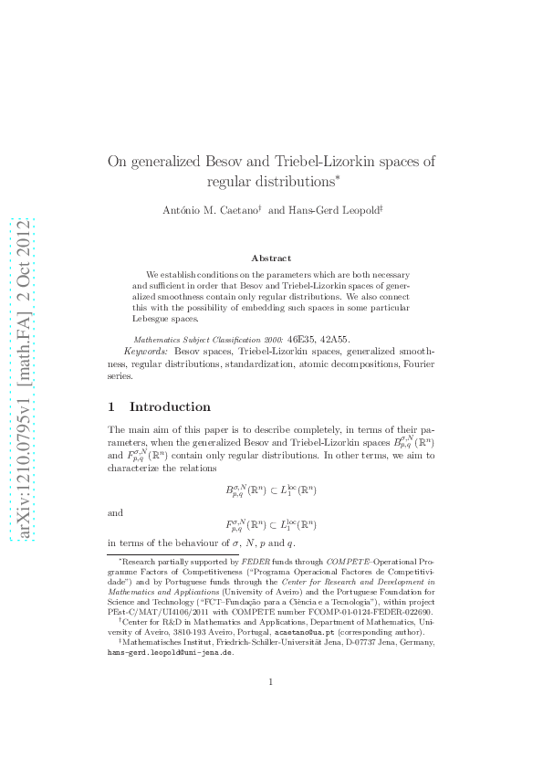 (PDF) On generalized Besov and Triebel–Lizorkin spaces of regular ...