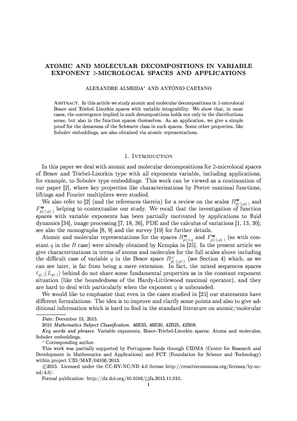 (PDF) Atomic and molecular decompositions in variable exponent 2-microlocal spaces and applications