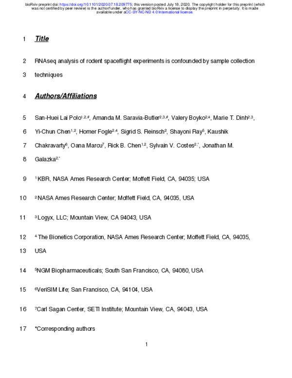(PDF) RNAseq analysis of rodent spaceflight experiments is confounded ...