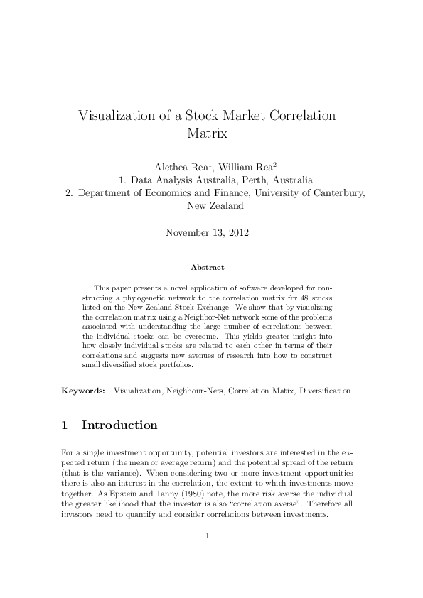 (PDF) Visualization of a stock market correlation matrix