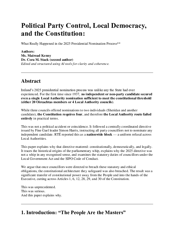 (PDF) Political Party Control, Local Democracy, and the Constitution ...