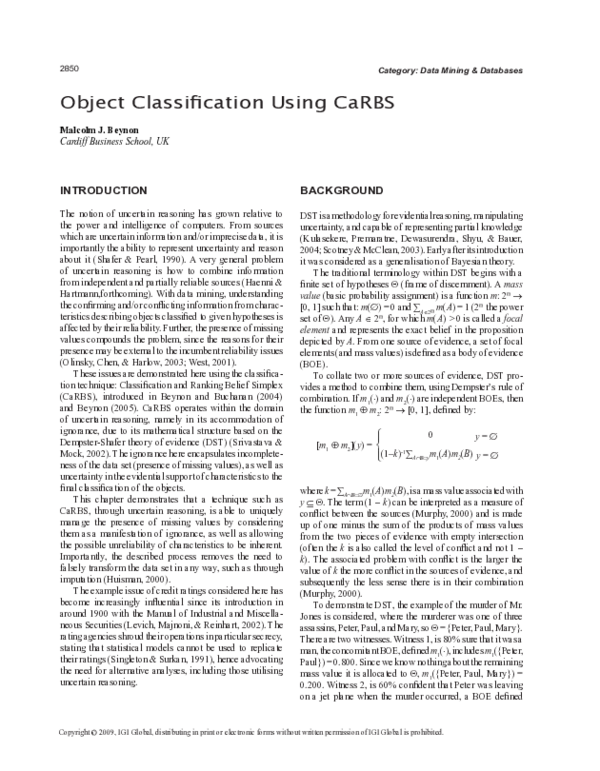 (PDF) Object Classification Using CaRBS
