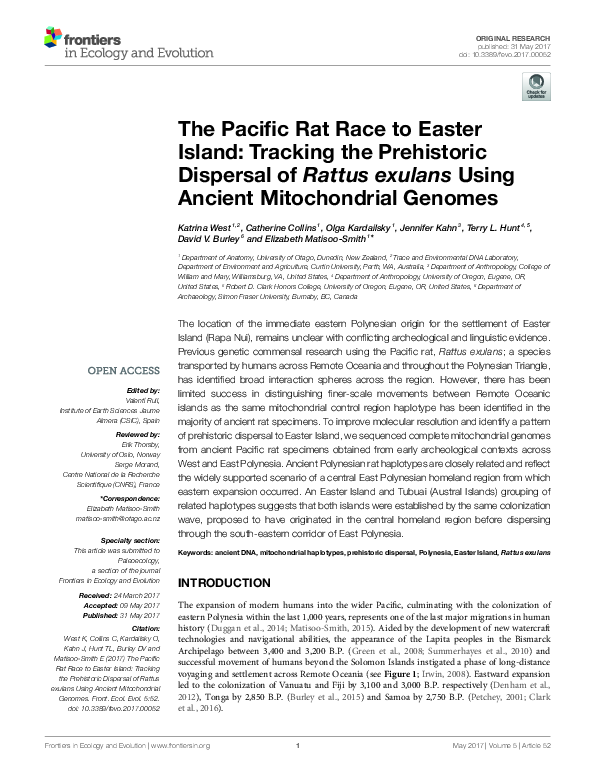(PDF) The Pacific Rat Race to Easter Island: Tracking the Prehistoric ...