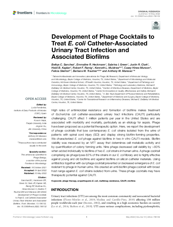 (PDF) Development of Phage Cocktails to Treat E. coli Catheter ...
