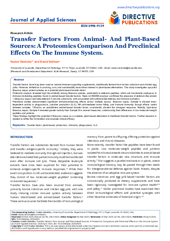 (PDF) Transfer Factors From Animal-And Plant-Based Sources: A ...